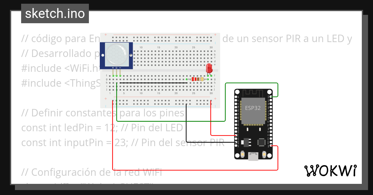 NCG - detector de movimiento IoT - Wokwi ESP32, STM32, Arduino Simulator