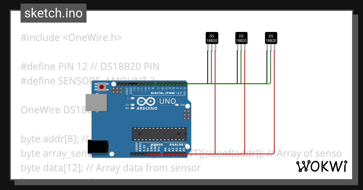 DS18B20 - Wokwi ESP32, STM32, Arduino Simulator
