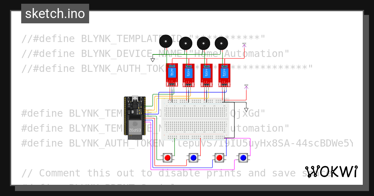 ไฟ4ดวง4สวิต Wokwi Esp32 Stm32 Arduino Simulator