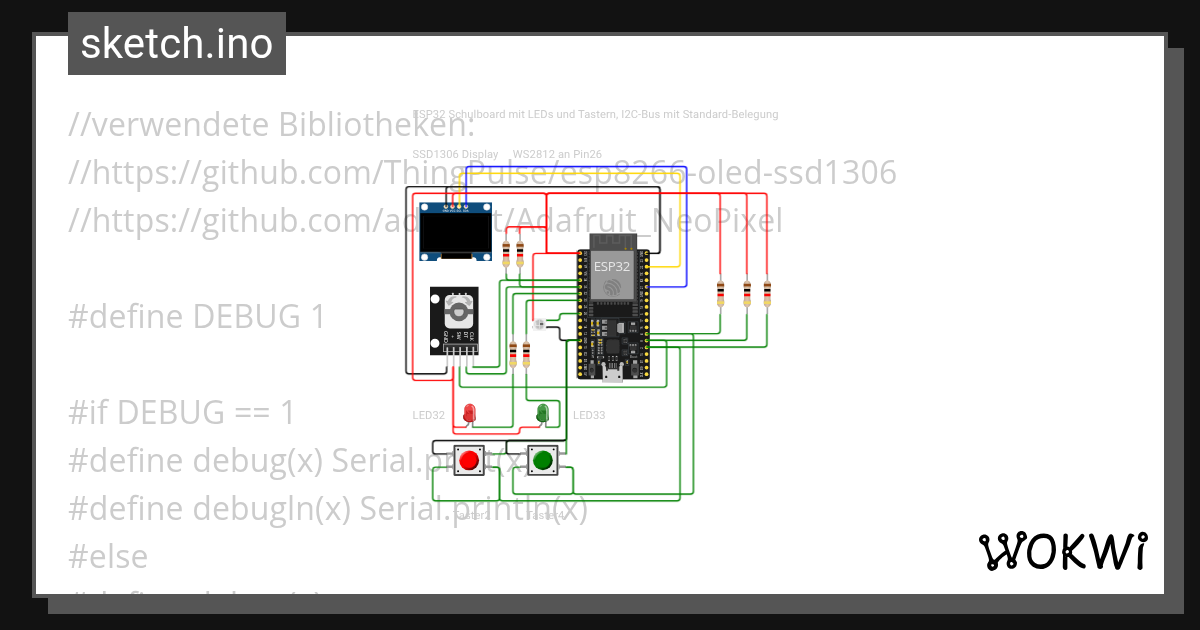 ESP32 Tic-Tac-Toe with SSD1306 OLED - Wokwi ESP32, STM32, Arduino Simulator