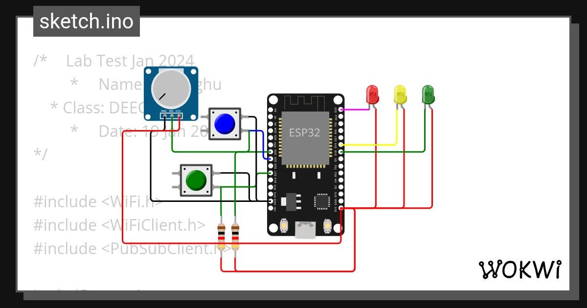 Lab Test Part C - Wokwi ESP32, STM32, Arduino Simulator