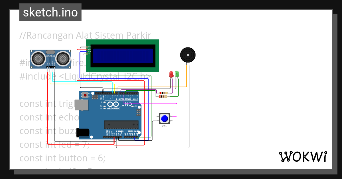 sistem parkir - Wokwi ESP32, STM32, Arduino Simulator