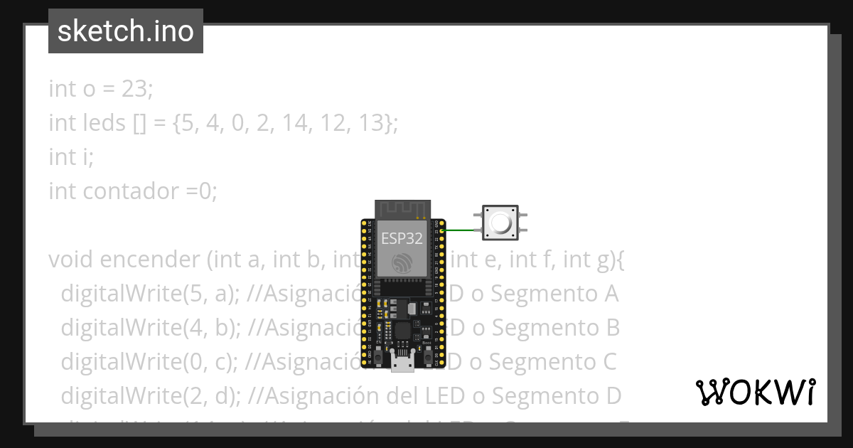 7 segmentos - Wokwi ESP32, STM32, Arduino Simulator