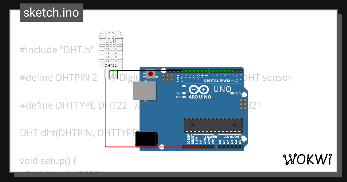DHT22-Arduino Uno - Wokwi ESP32, STM32, Arduino Simulator