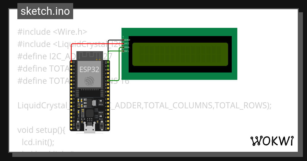 LCD I2C EXP-3 - Wokwi ESP32, STM32, Arduino Simulator