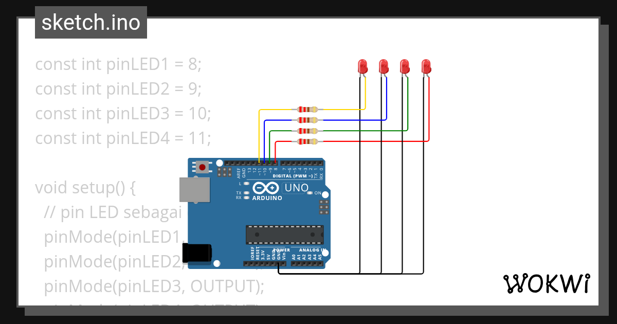 Sketch 2.5 Animasi LED - Wokwi ESP32, STM32, Arduino Simulator