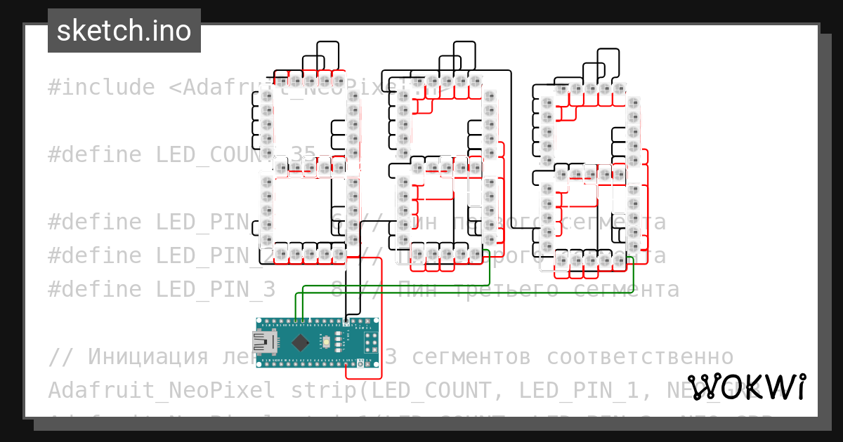 Clockdisplayneopixelx3 Wokwi Esp32 Stm32 Arduino Simulator 1623