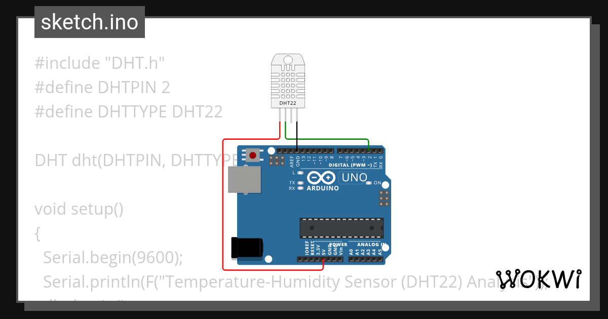 Temperature-Humidity Sensor (DHT22) Analysis - Wokwi ESP32, STM32, Arduino Simulator