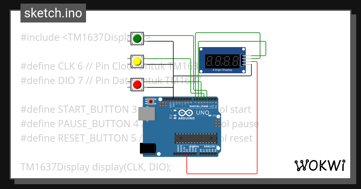Projek Countdown Timer Wokwi Esp32 Stm32 Arduino Simulator 