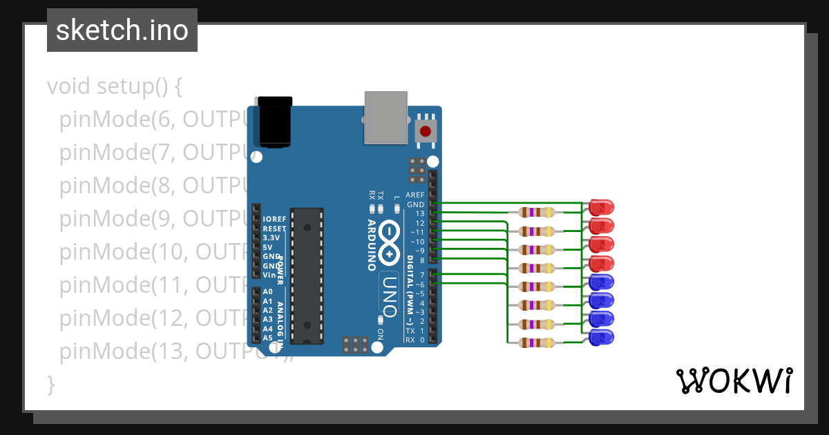 UNO_Police_8led - Wokwi ESP32, STM32, Arduino Simulator