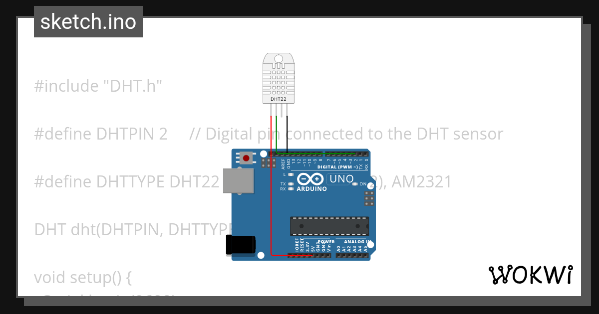 Project Sensor DHT - Wokwi ESP32, STM32, Arduino Simulator