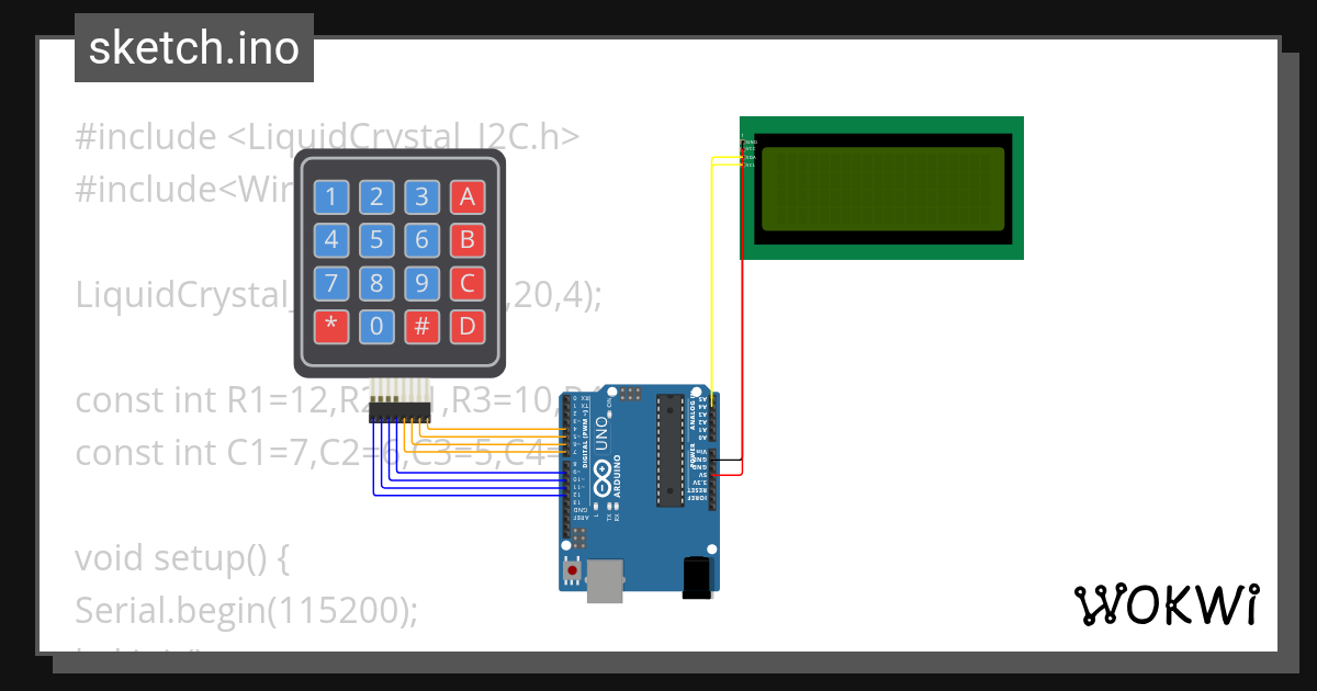 keyPad 4x4 uno 009 001 - Wokwi ESP32, STM32, Arduino Simulator