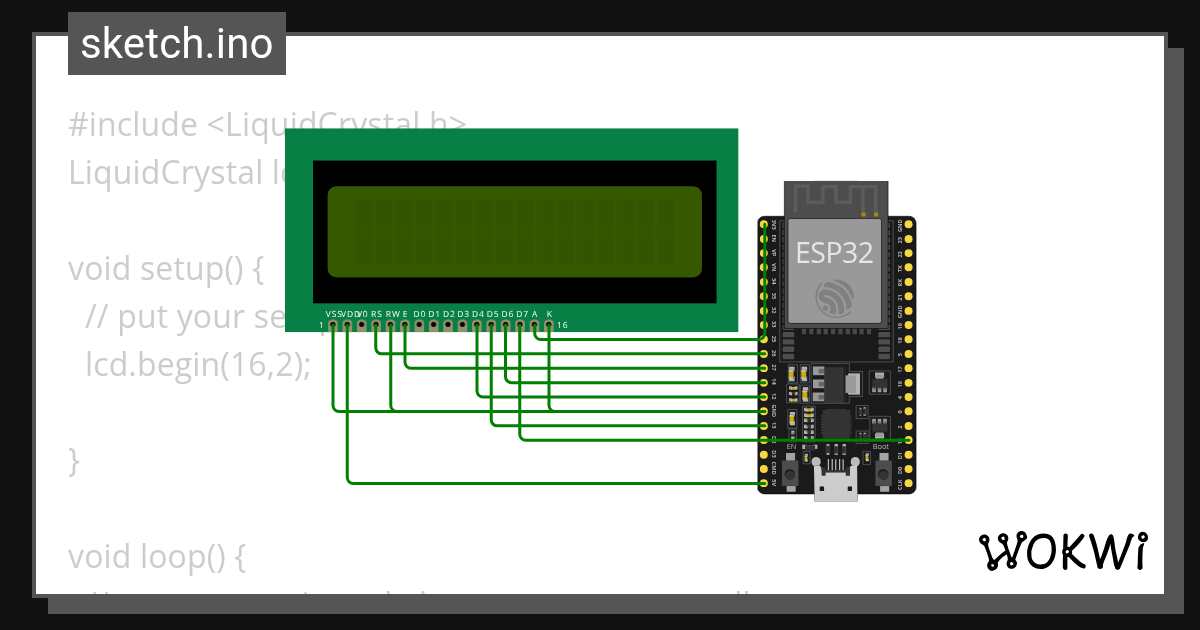 lcd display - Wokwi ESP32, STM32, Arduino Simulator