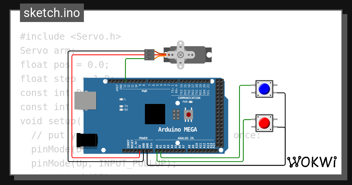 2 Button Servo Wokwi Esp32 Stm32 Arduino Simulator 1311