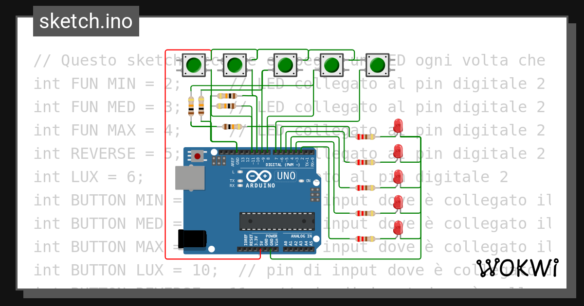 5 Pulsanti 5 Led Delay Test 1 Wokwi Esp32 Stm32 Arduino Simulator