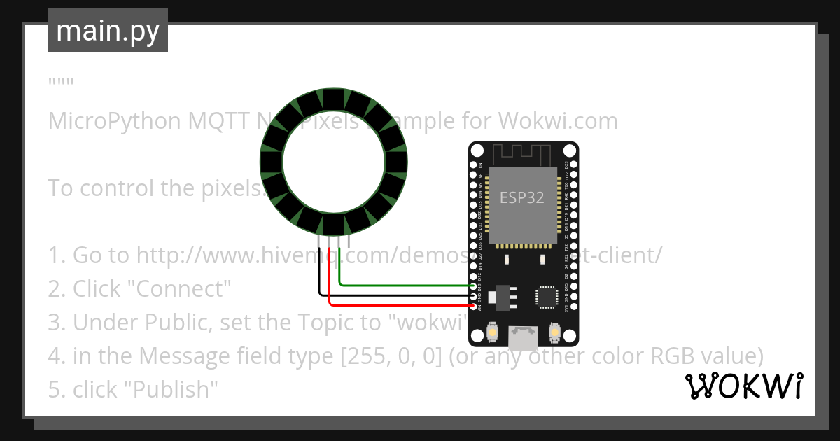 MicroPython MQTT NeoPixels Copy - Wokwi ESP32, STM32, Arduino Simulator