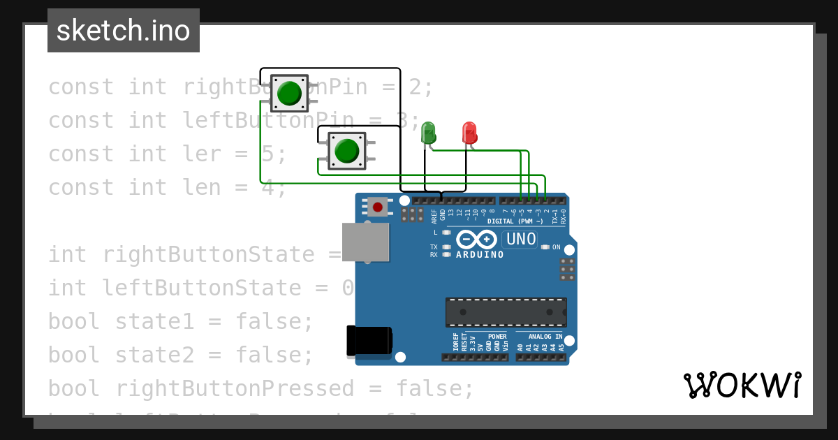 Dua Pushbutton 2 Led Wokwi Esp32 Stm32 Arduino Simulator 7078