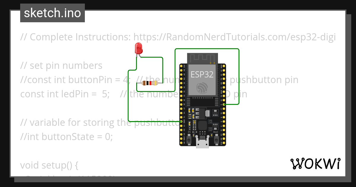 led on & off - Wokwi ESP32, STM32, Arduino Simulator