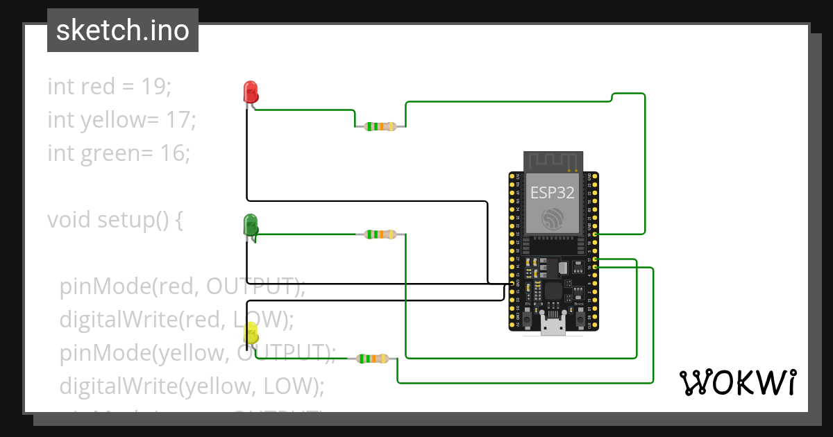 traffic light - Wokwi ESP32, STM32, Arduino Simulator