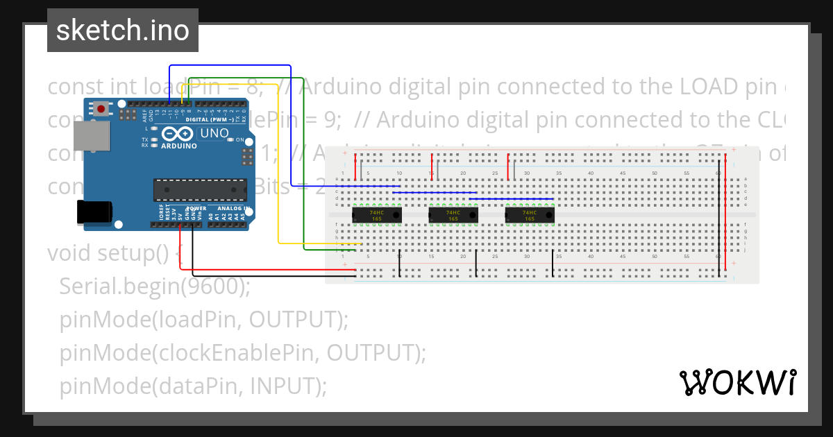75HC165N - Wokwi ESP32, STM32, Arduino Simulator