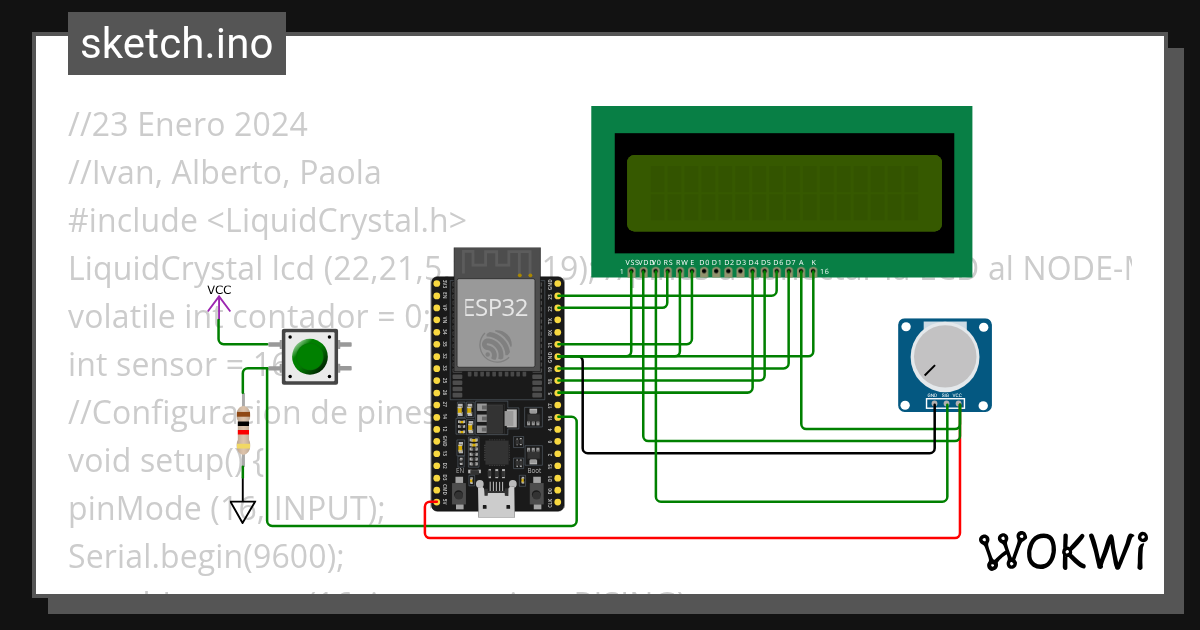 P3 Contador de RPM con Node ESP32 - Wokwi ESP32, STM32, Arduino Simulator