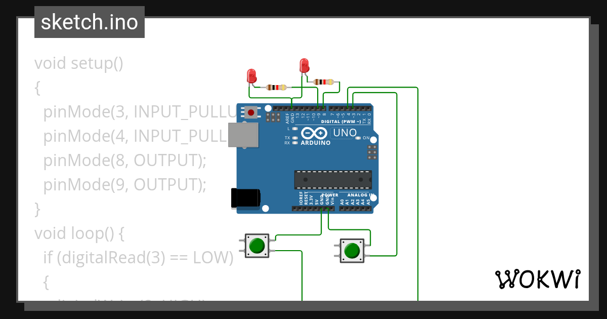 2 Led 2 Switch Wokwi Esp32 Stm32 Arduino Simulator 8680