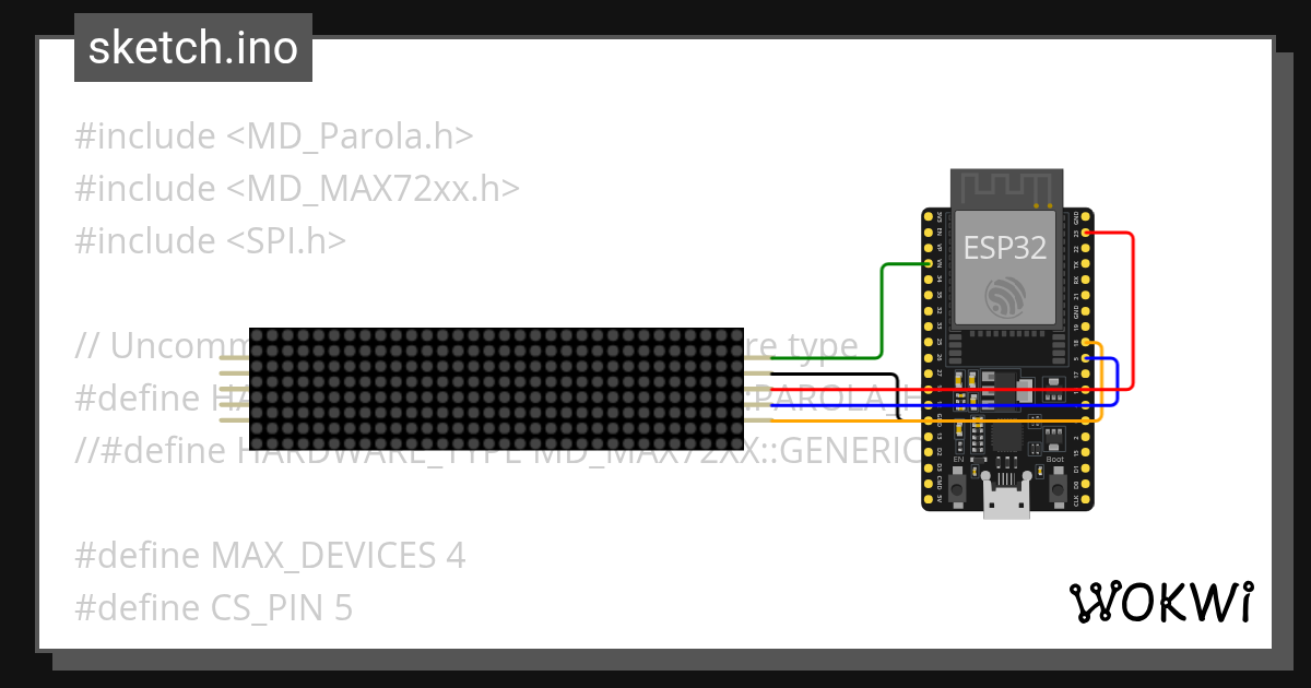 Dot Matrix Wokwi Esp32 Stm32 Arduino Simulator 
