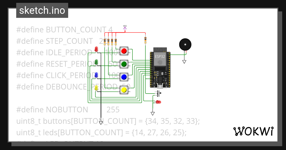 Escape Room 4 Button Puzzle Wokwi Esp32 Stm32 Arduino Simulator