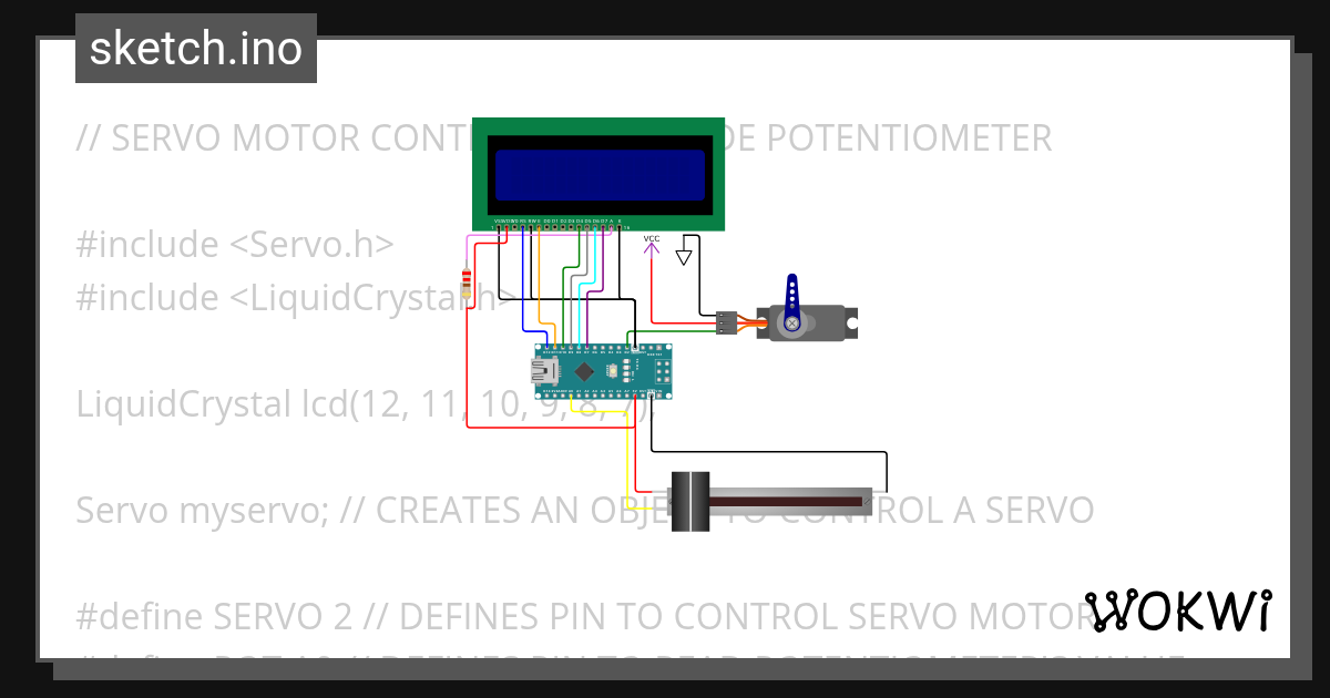 SERVO CONTROL + LCD - Wokwi ESP32, STM32, Arduino Simulator