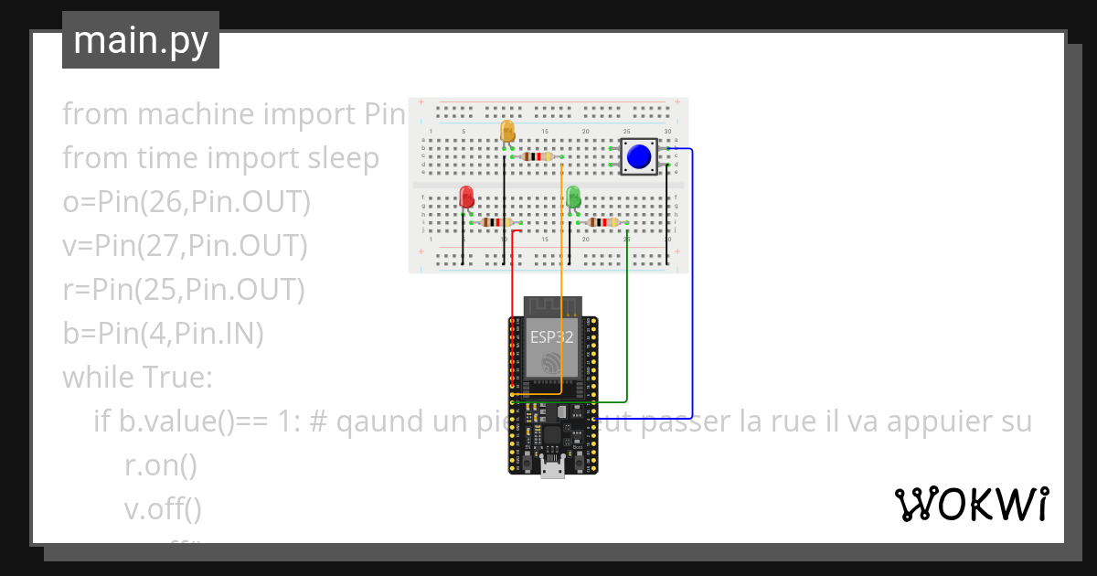 carrefour avec pieton - Wokwi ESP32, STM32, Arduino Simulator
