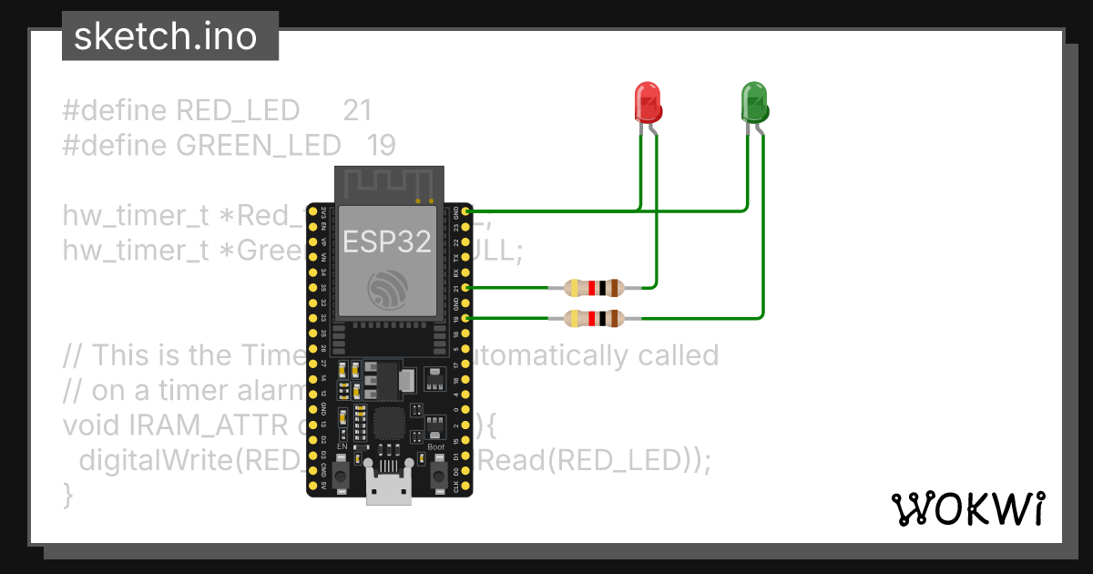 ESP32 Timer Interrupt Demo Wokwi ESP32 STM32 Arduino Simulator