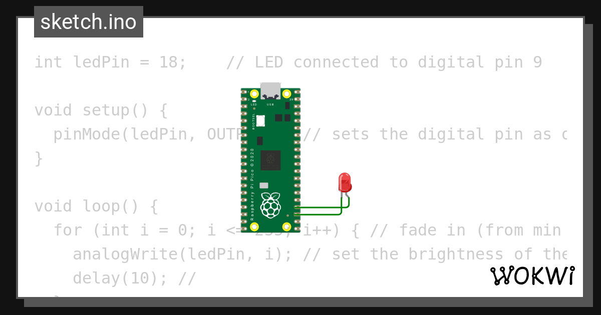 Fading Pwm Led Wokwi Esp32 Stm32 Arduino Simulator