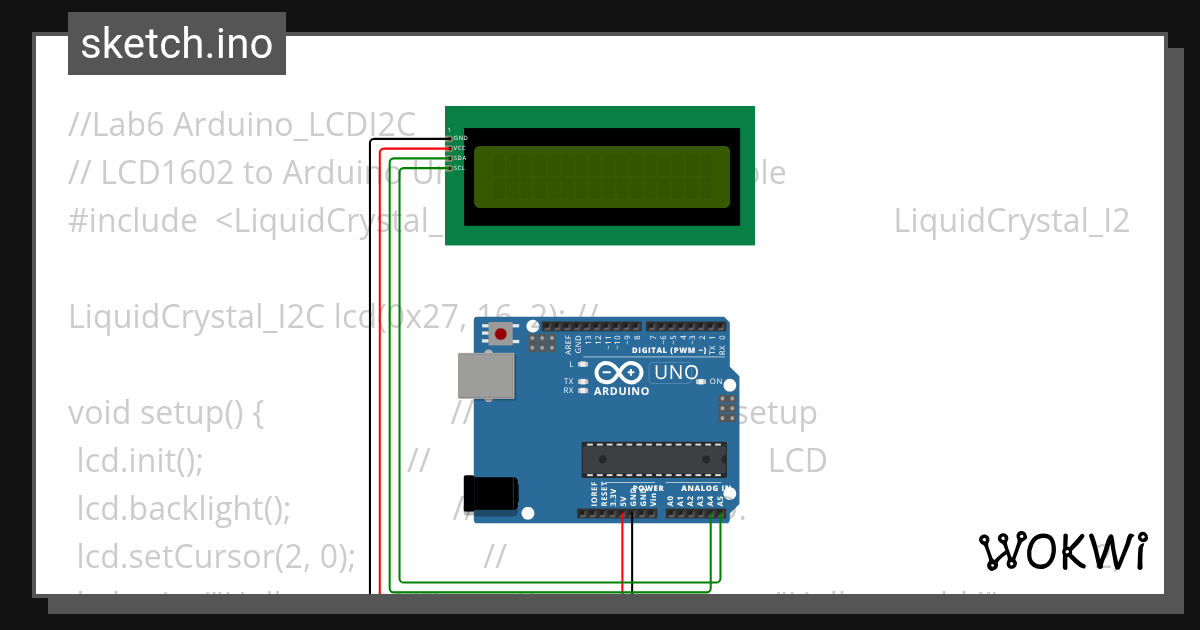 lab 6 Arduino_lcdi2c - Wokwi ESP32, STM32, Arduino Simulator