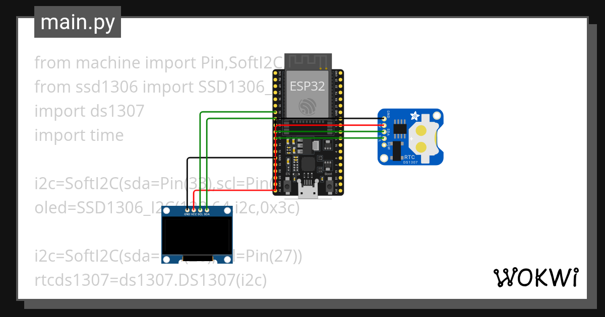Oled时钟 Wokwi Esp32 Stm32 Arduino Simulator