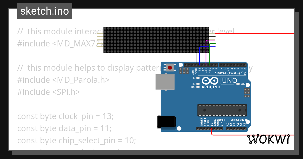 Led dot matrix Copy - Wokwi ESP32, STM32, Arduino Simulator
