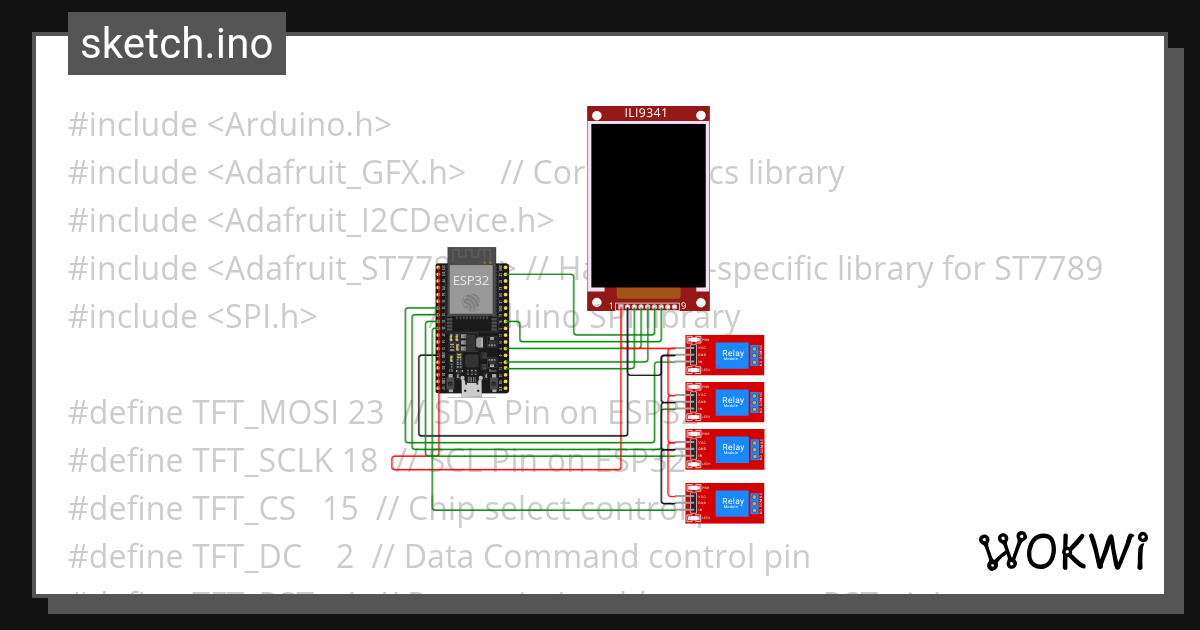 4CH Relay ESP32 - Wokwi ESP32, STM32, Arduino Simulator