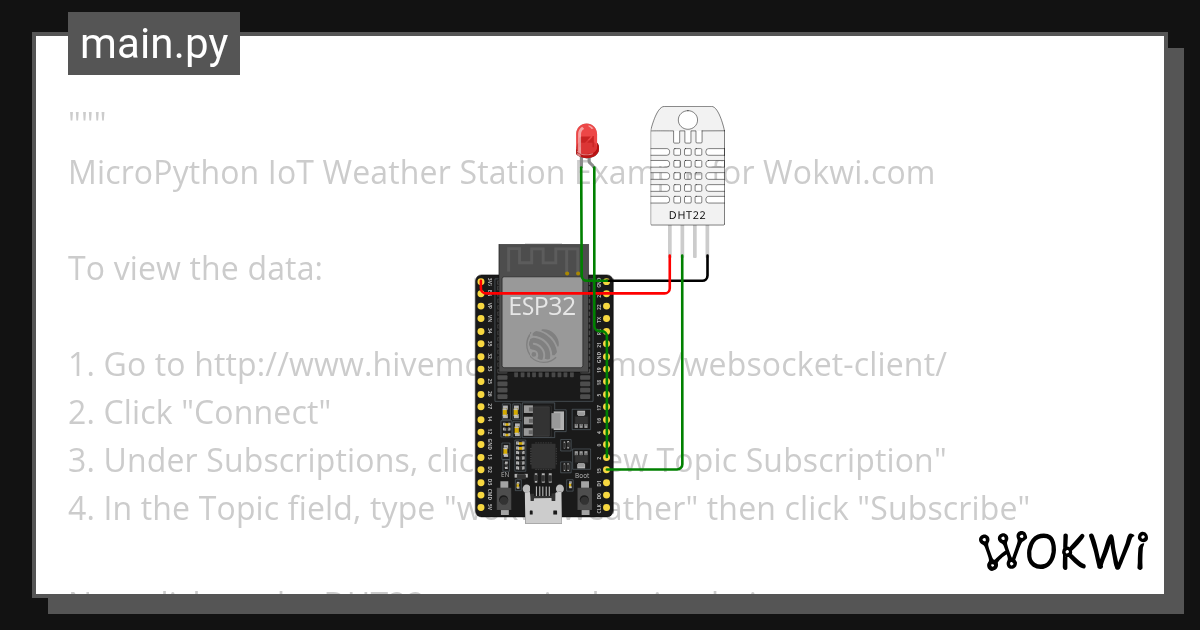 Lab(1) MQTT Weather Logger using ESP32 - Wokwi ESP32, STM32, Arduino Simulator