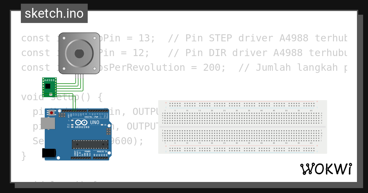 Putaran Motor 1 Tombol Wokwi Esp32 Stm32 Arduino Simulator