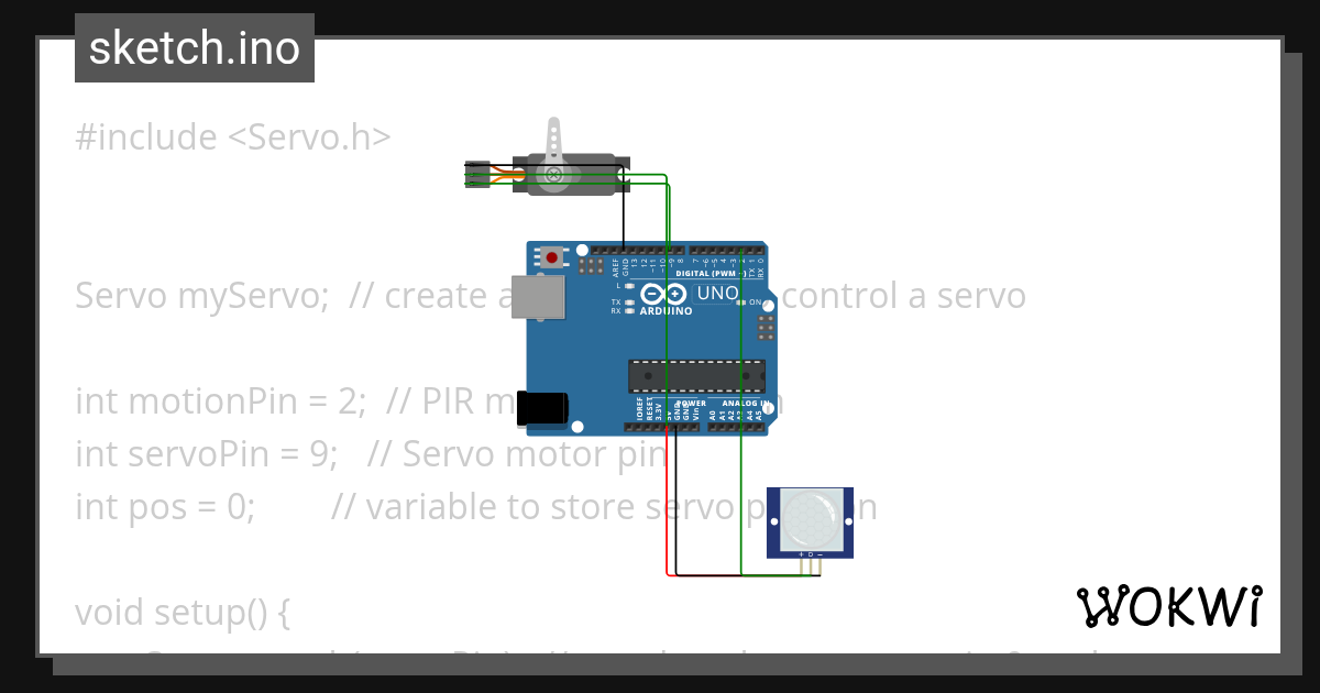 Motionsensor Servo - Wokwi ESP32, STM32, Arduino Simulator