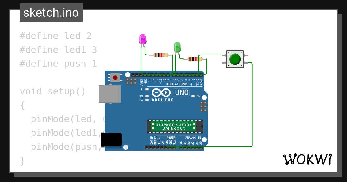 Single Switch Using Multiple Leds Wokwi Esp32 Stm32 Arduino Simulator 0851