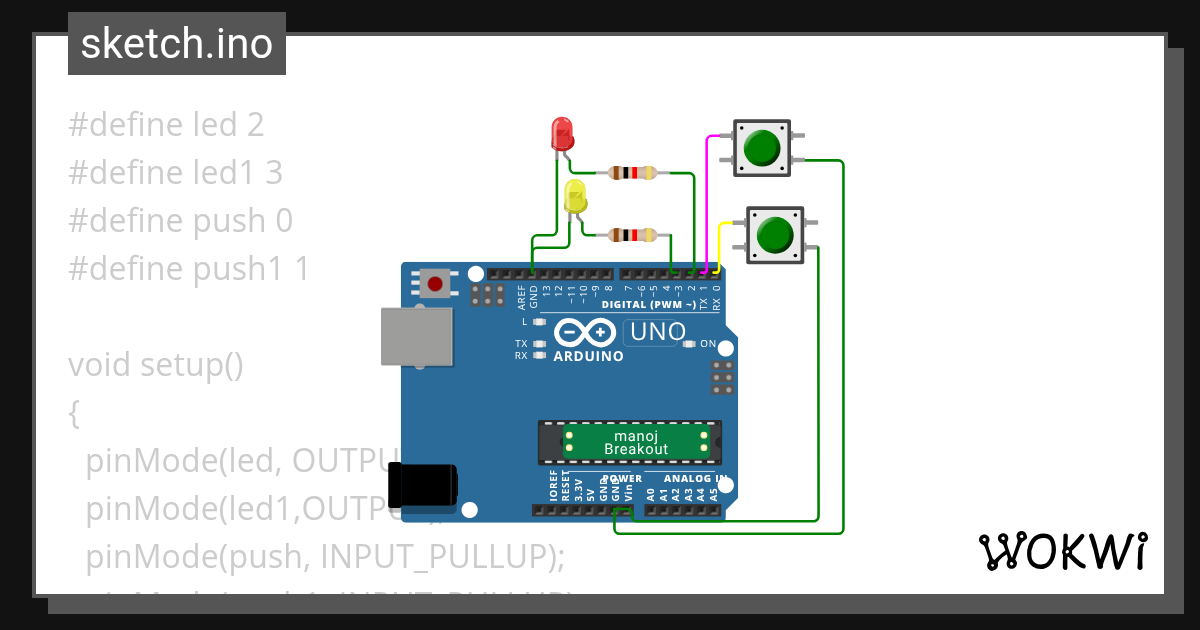 multiple switch and led - Wokwi ESP32, STM32, Arduino Simulator