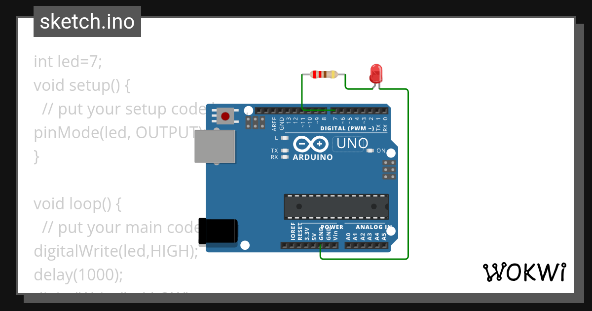 Coba LED - Wokwi ESP32, STM32, Arduino Simulator