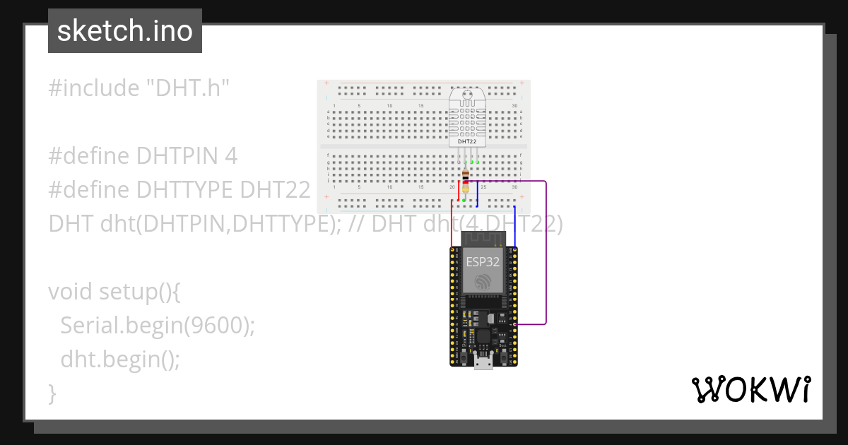 DHT22 - Wokwi ESP32, STM32, Arduino Simulator