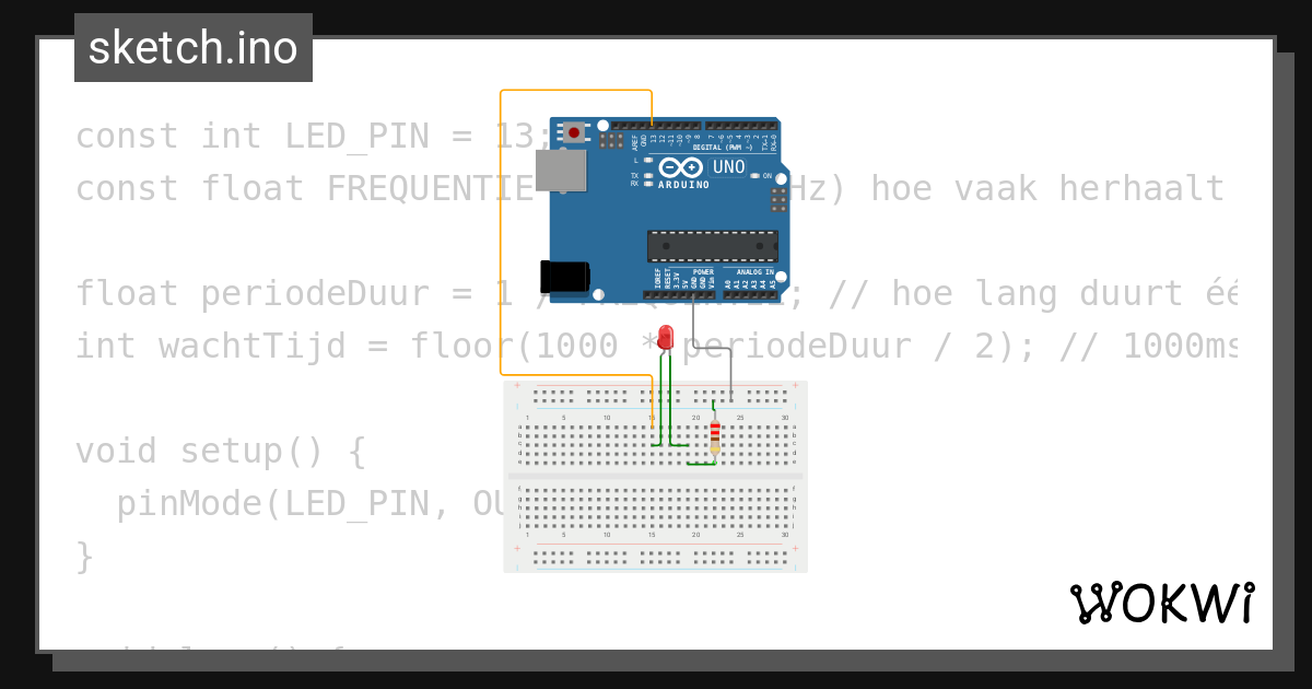 Les 1 Knipperende Led Wokwi Esp32 Stm32 Arduino Simulator 