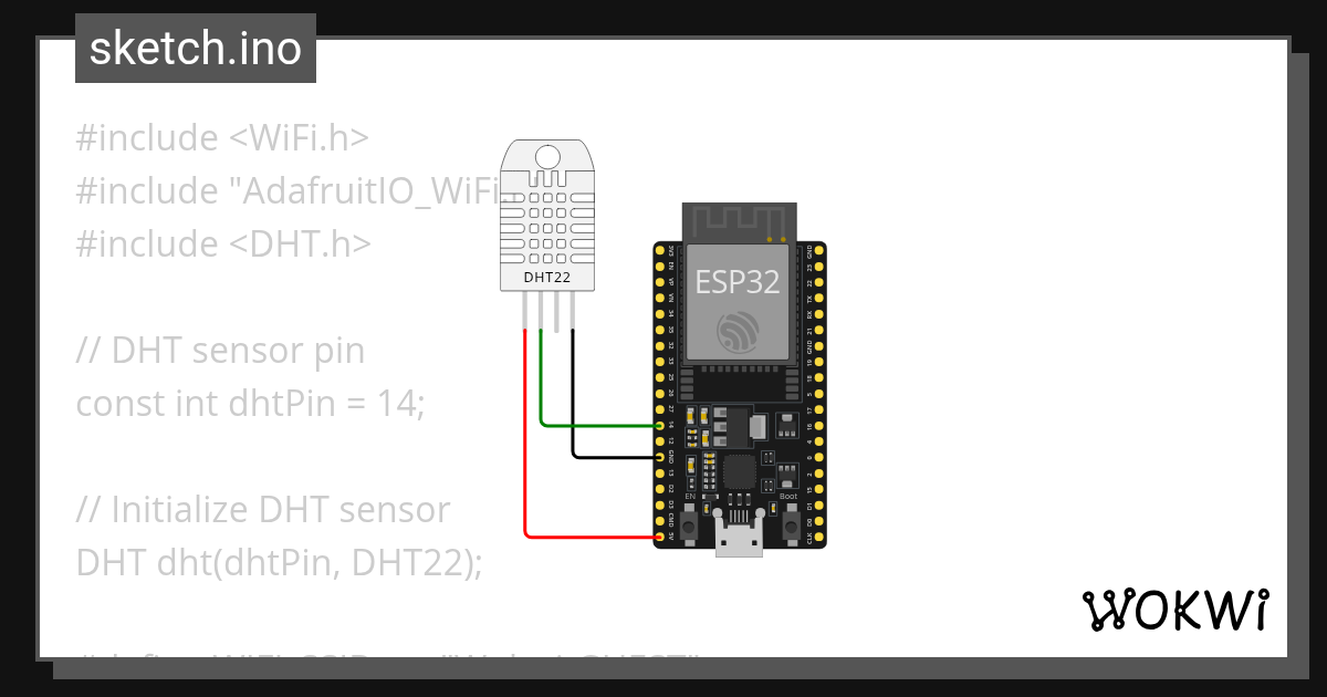 DHT22 - Wokwi ESP32, STM32, Arduino Simulator
