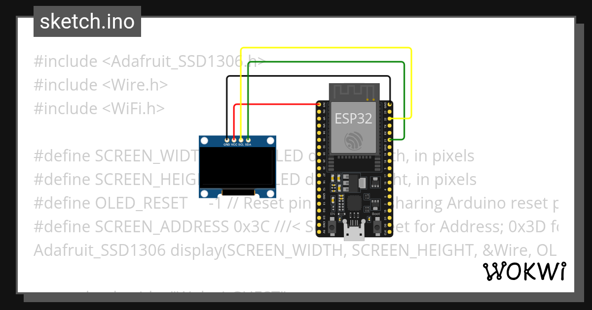 ทดสอบจอ oled esp32 - Wokwi ESP32, STM32, Arduino Simulator