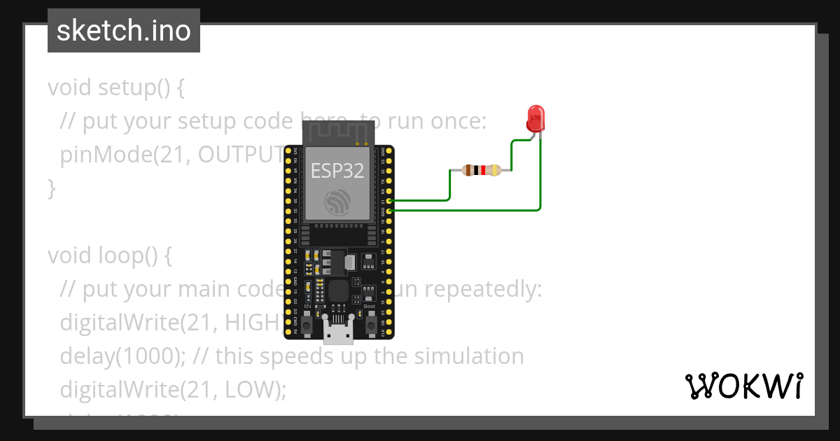 Blink Led Esp32 Wokwi Esp32 Stm32 Arduino Simulator 
