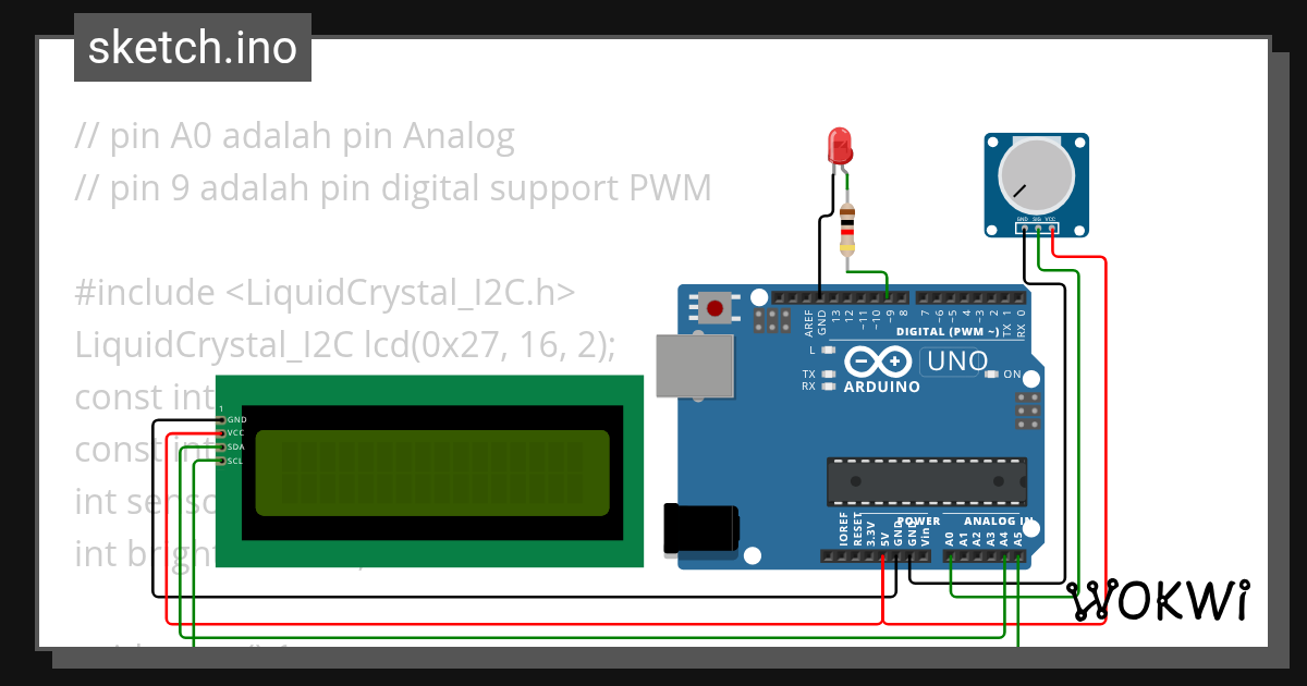 Kecerahan Led - Wokwi ESP32, STM32, Arduino Simulator