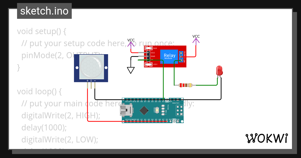 Arduinonanorelaypir Wokwi Esp32 Stm32 Arduino Simulator