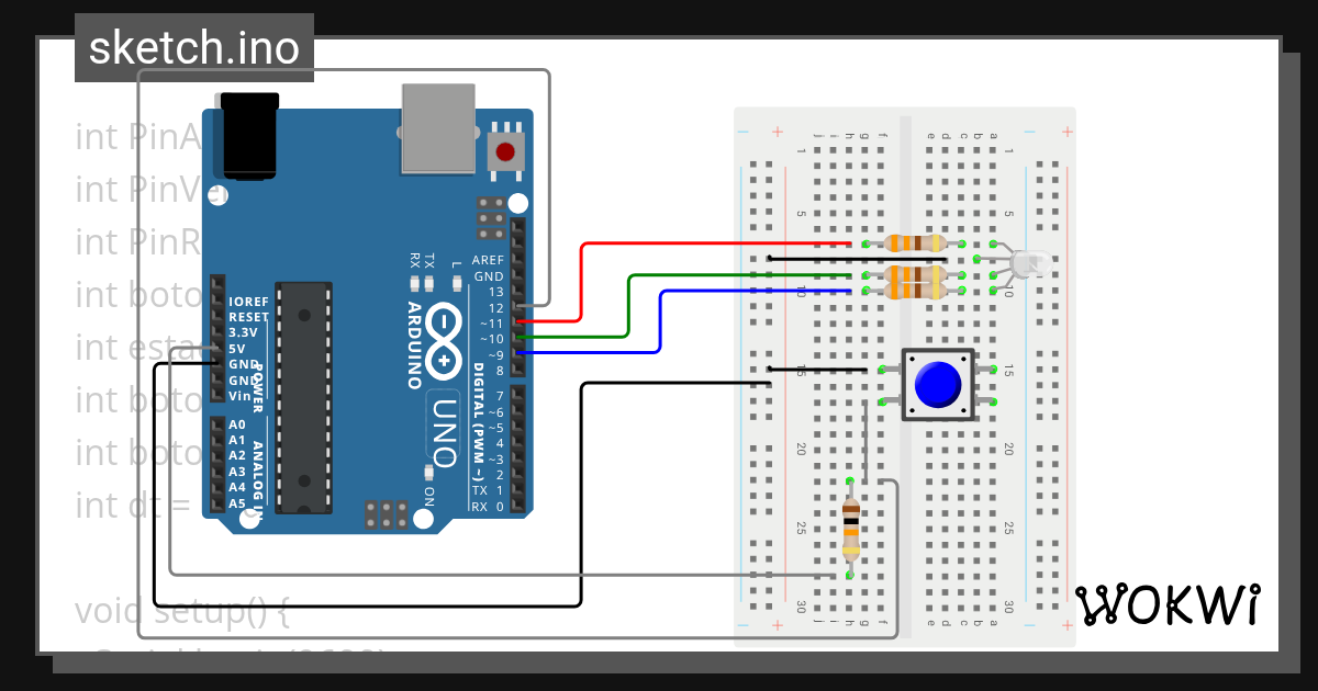 RGB led multicolor - Wokwi ESP32, STM32, Arduino Simulator